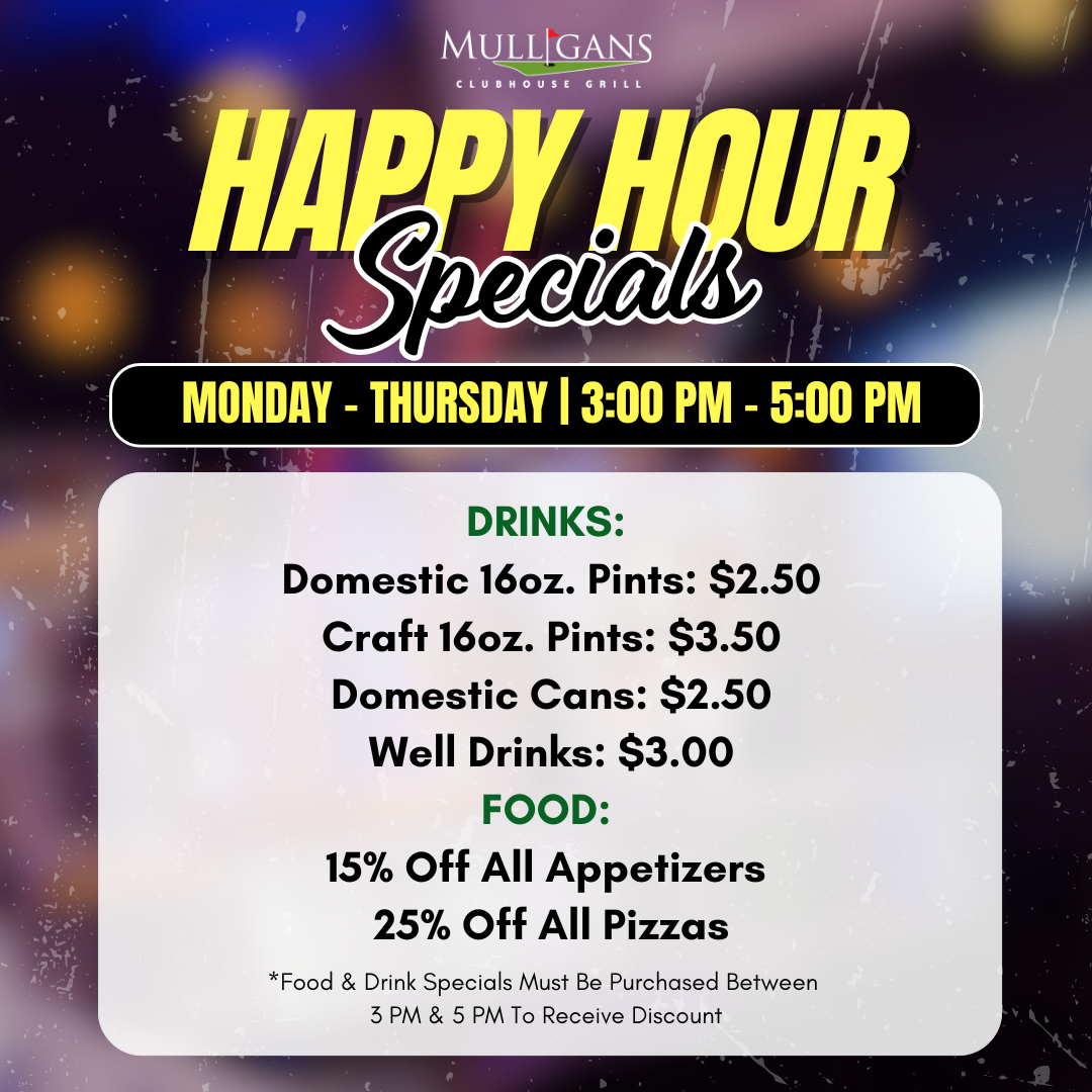 Happy Hour Specials - Crestview Golf Club