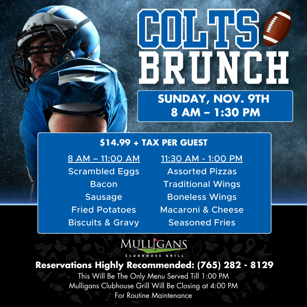Colts Brunch Buffet – Sunday, November 9th - Crestview Golf Club